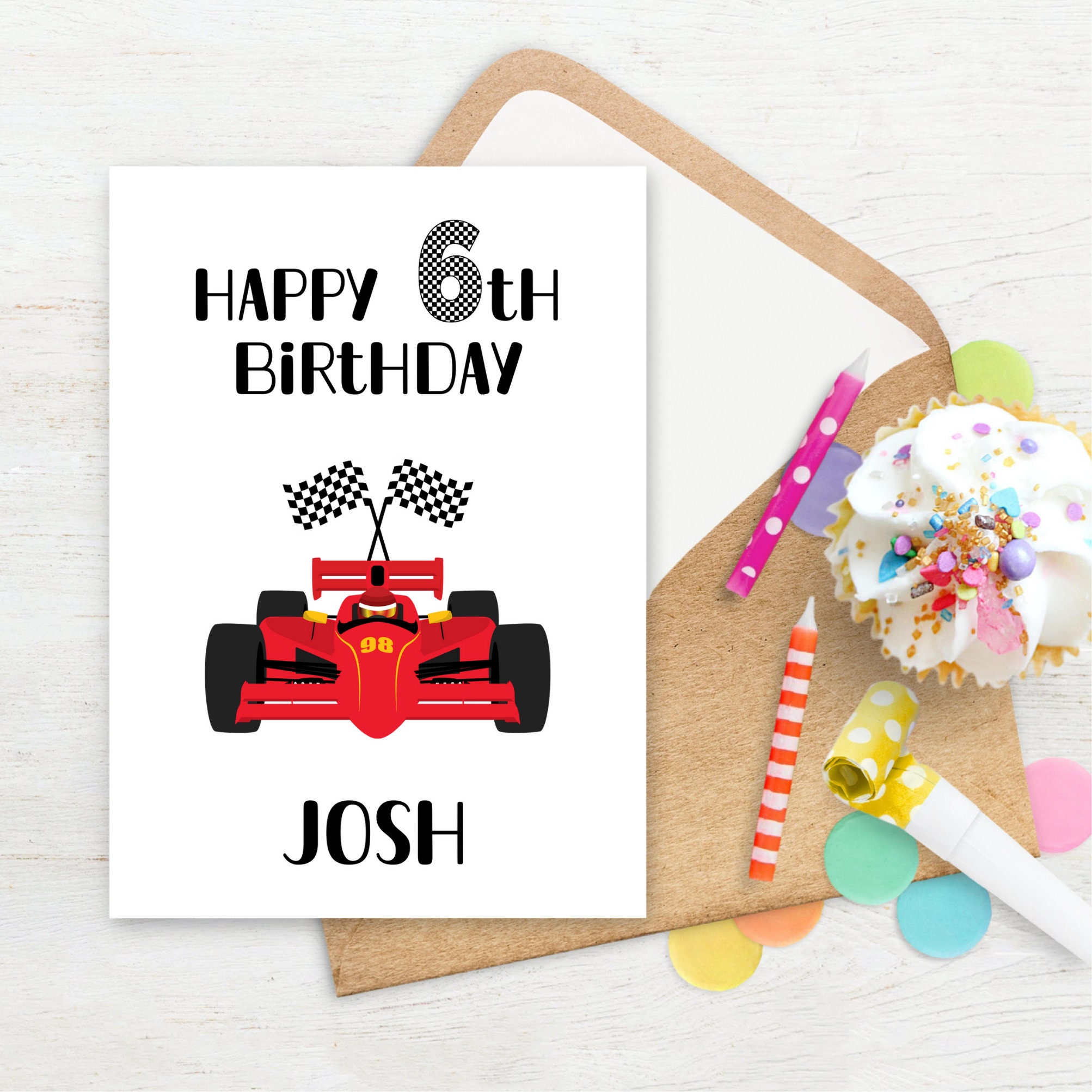 PERSONALIZED Race Car Birthday Card, Racing Birthday Card, Girl Race ...
