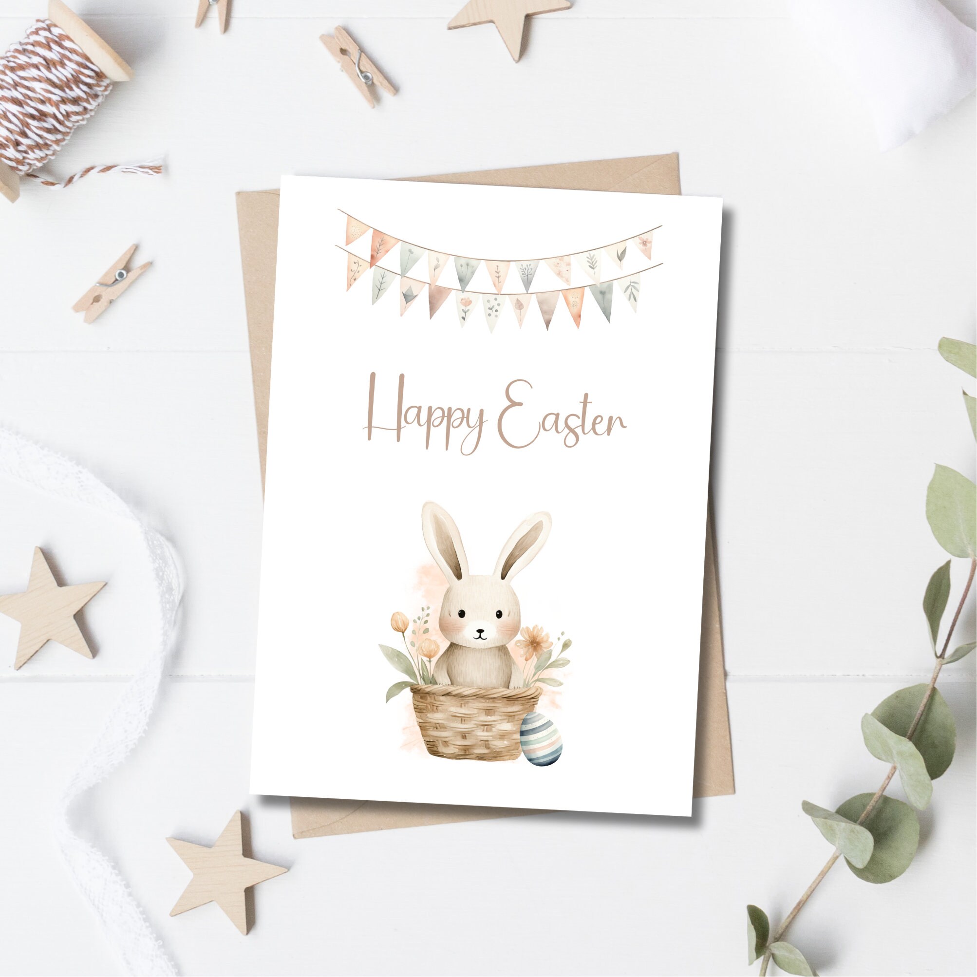 Boho Easter Card Watercolor Printable Cute Easter Card, Perfect Easter ...