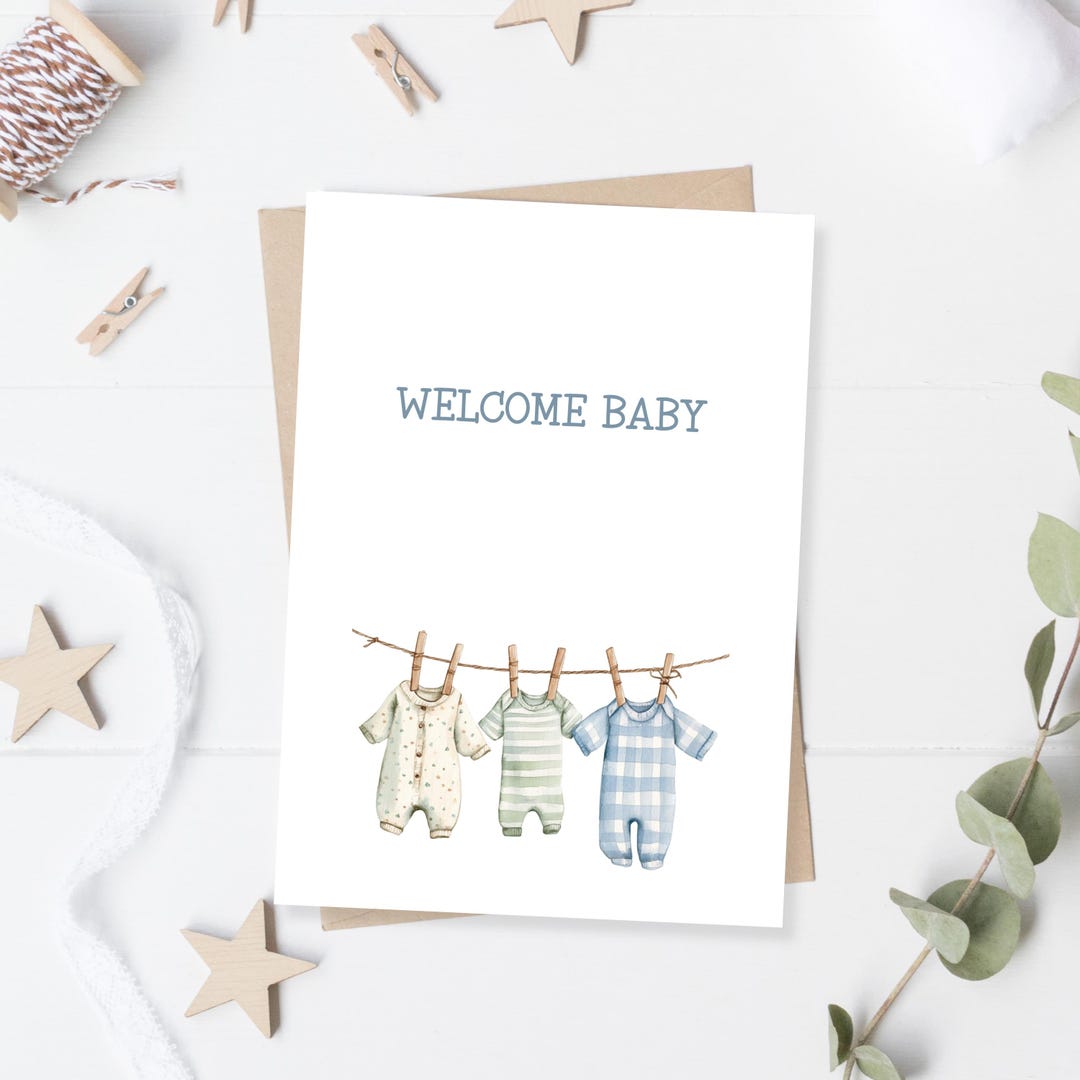 Printable Baby Shower Card, Cute Welcome Baby Design for Newborn Baby ...