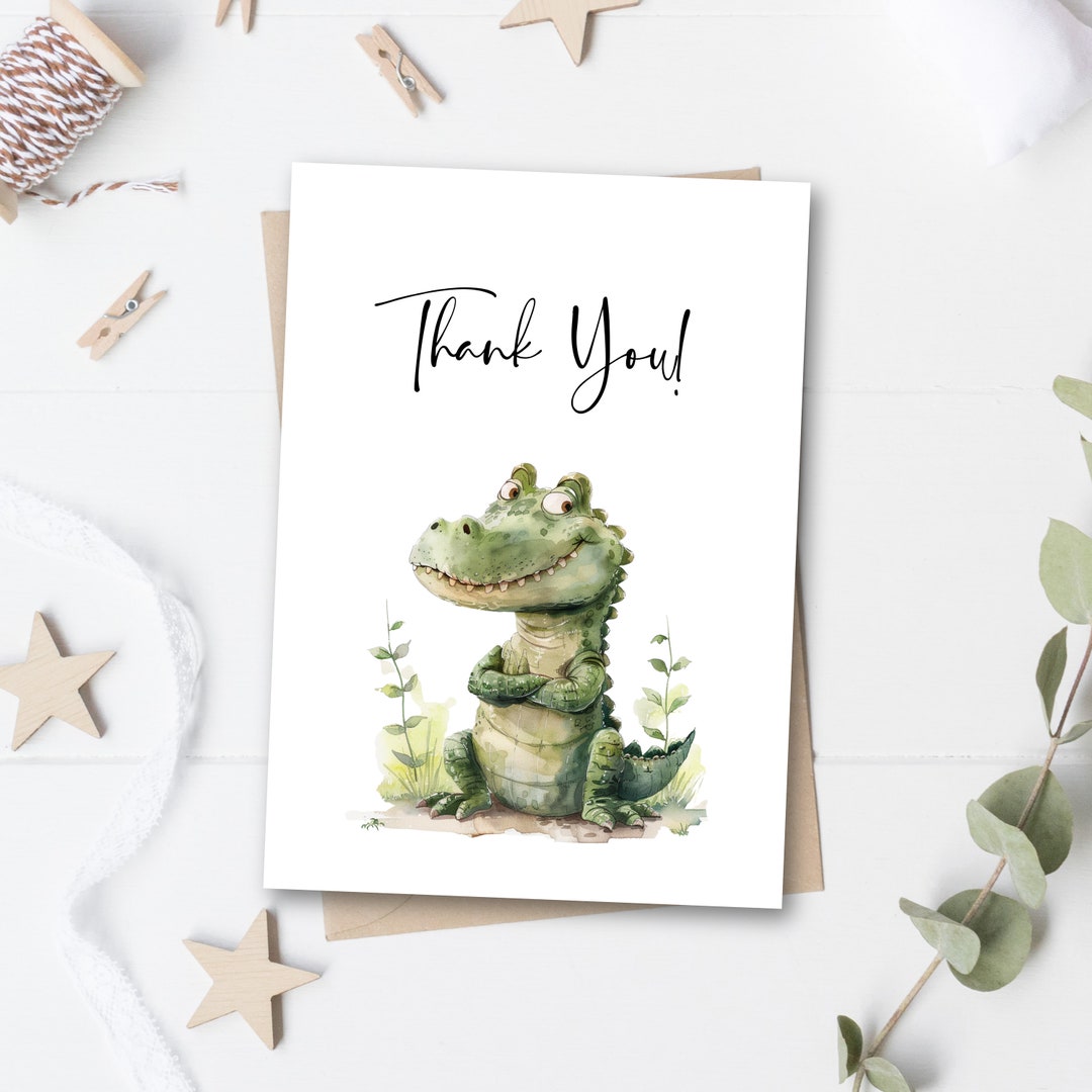 Sweet Alligator Thank You Card, Safari Thank You Card, Baby Shower ...