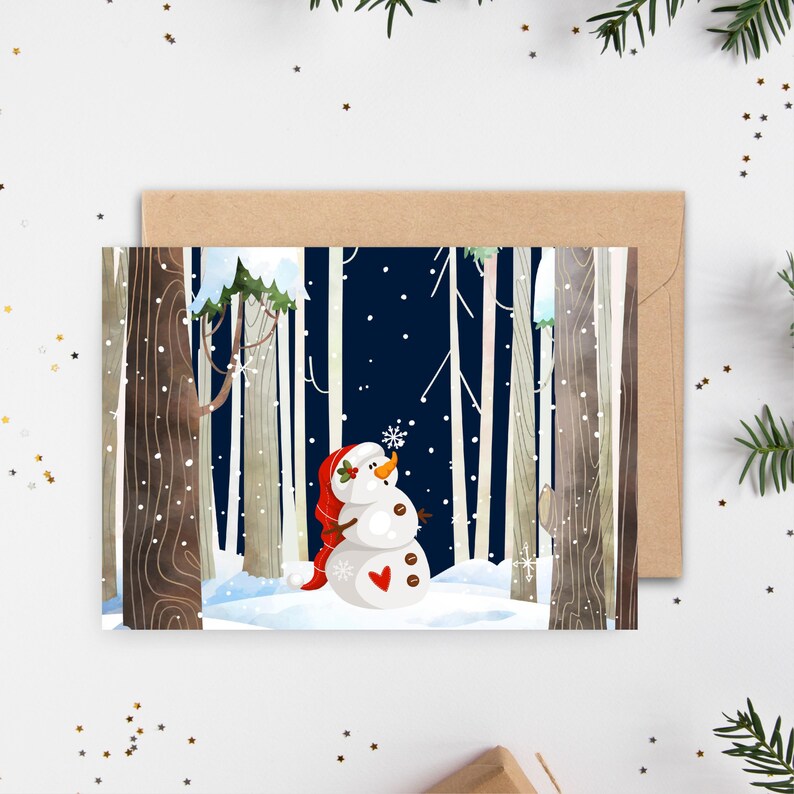 Snowman Christmas Card, Holiday Cards, Christmas Printable, Printable ...