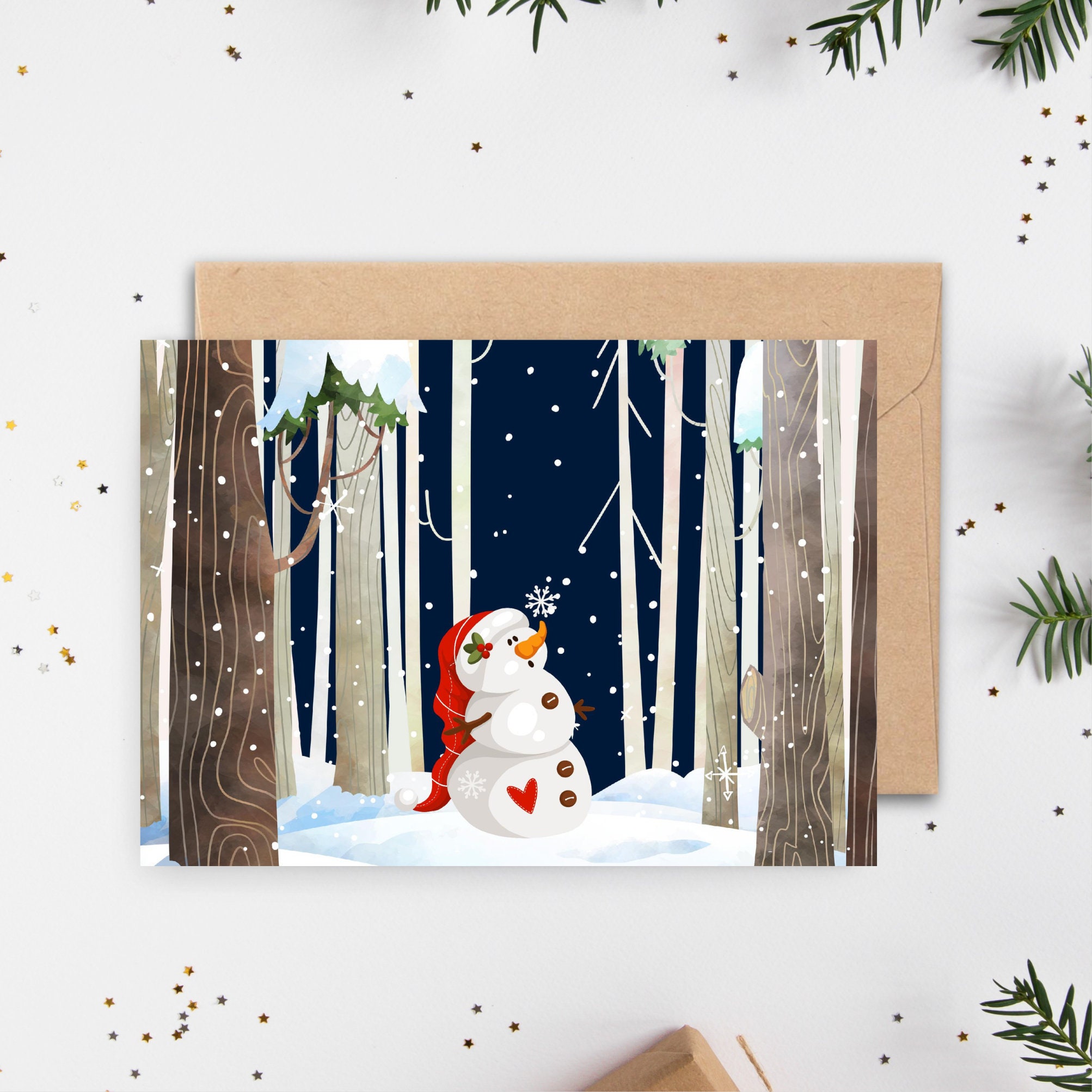 Snowman Christmas Card, Holiday Cards, Christmas Printable, Printable ...