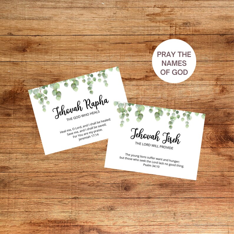 Hebrew Names of God Scripture Cards, Bible Study Gift, Christian ...