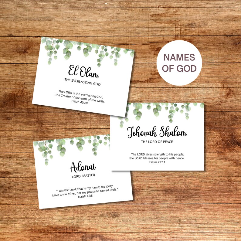 Hebrew Names of God Scripture Cards, Bible Study Gift, Christian ...