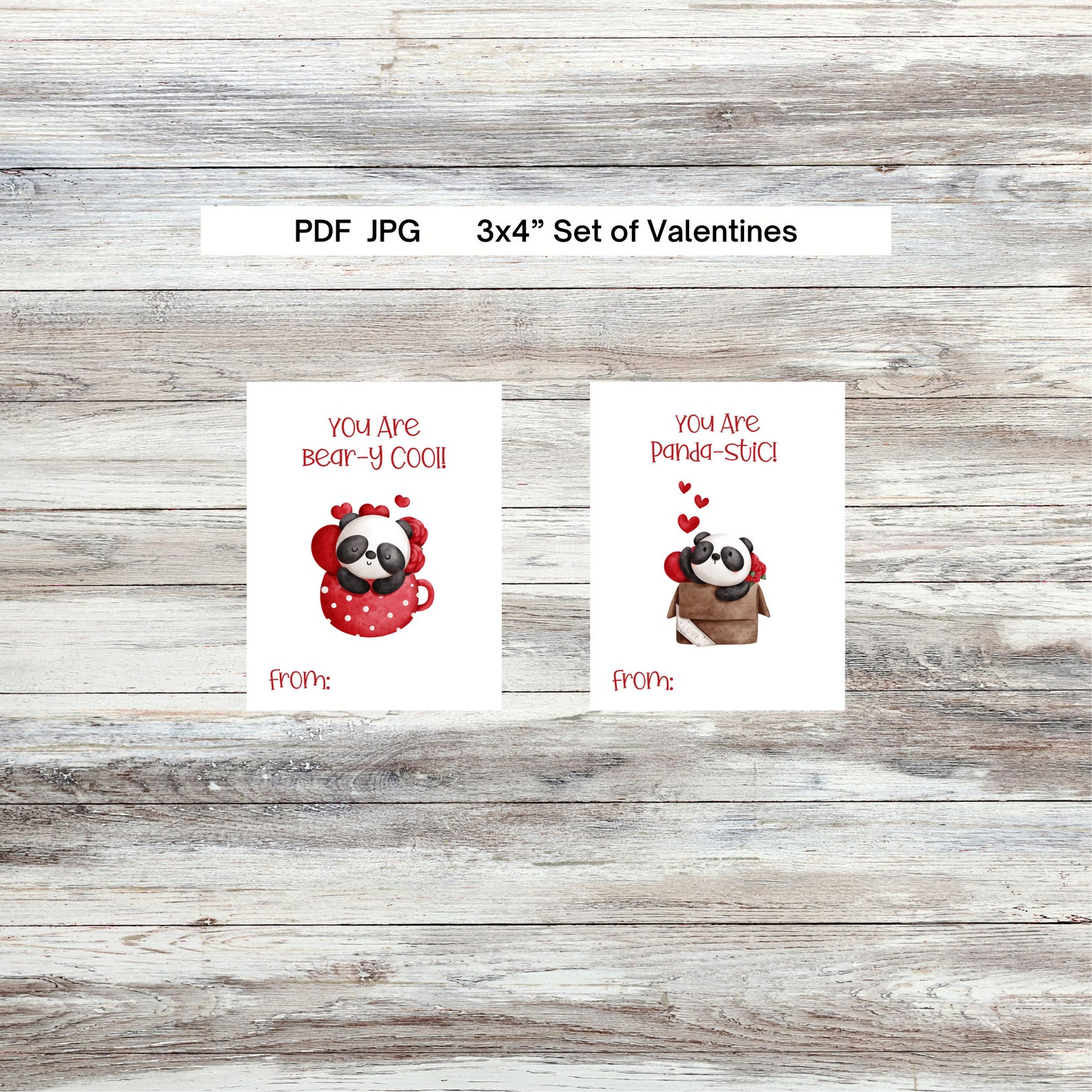 Panda Valentines Kids Valentine Day Cards Classroom - Etsy
