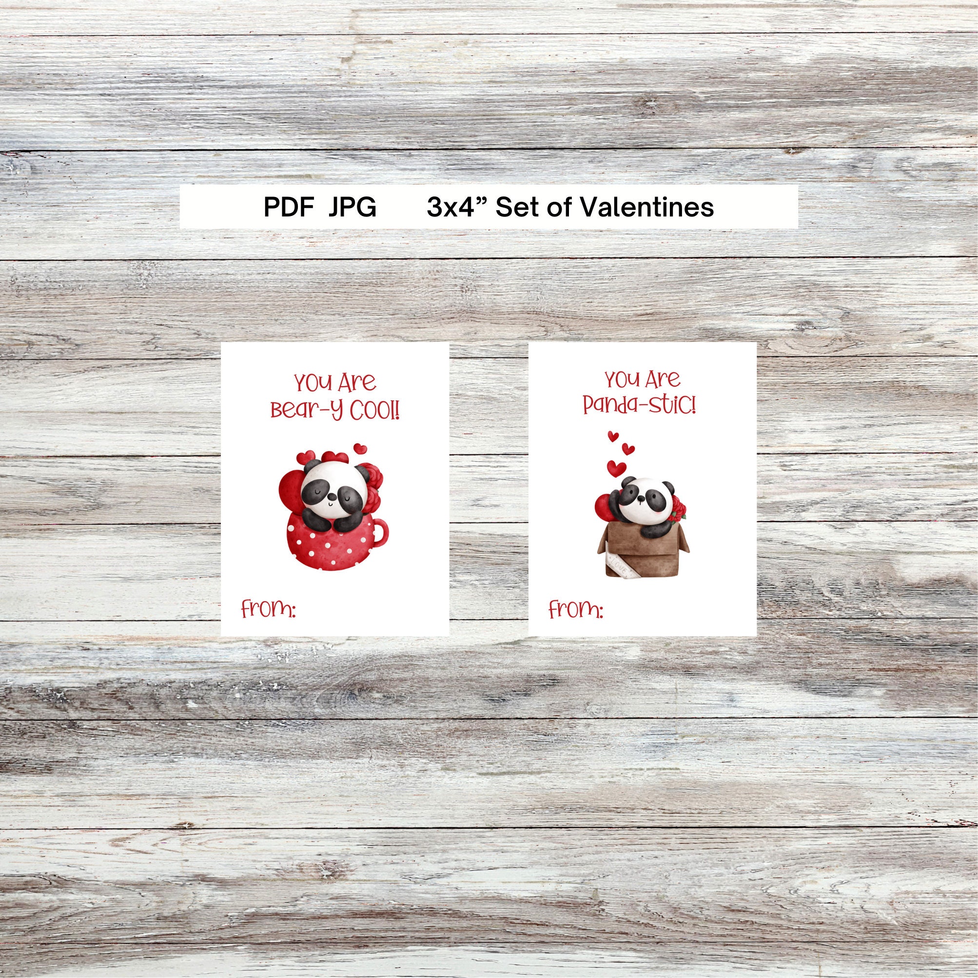 Panda Valentines Kids Valentine Day Cards Classroom - Etsy