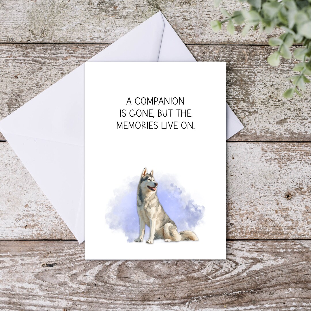Husky Condolence Card, Husky Sympathy Card, Dog Loss, Pet Loss ...