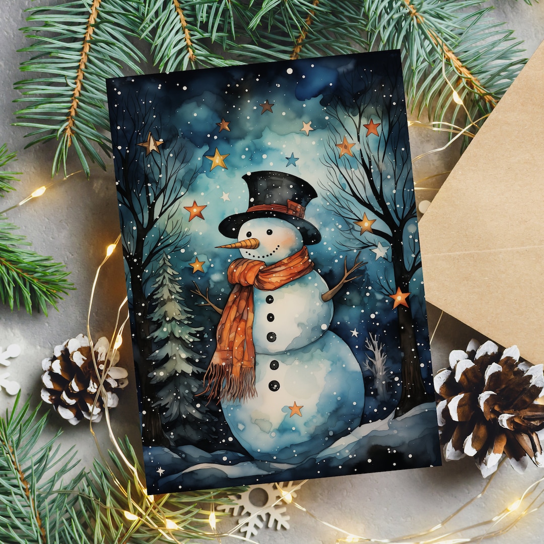 Christmas Card, Snowman Christmas Card, Company Holiday Card, Corporate ...