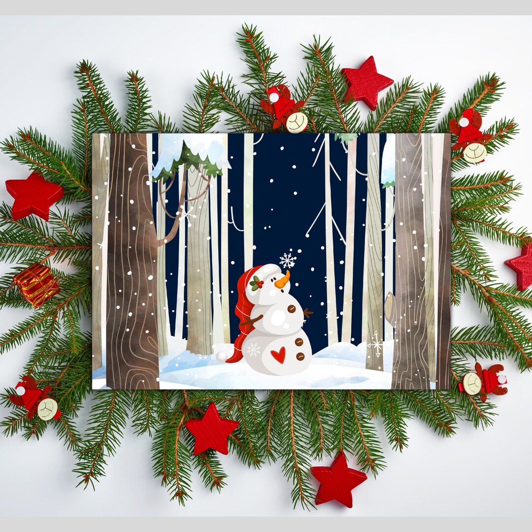 Snowman Christmas Card, Holiday Cards, Christmas Printable, Printable ...