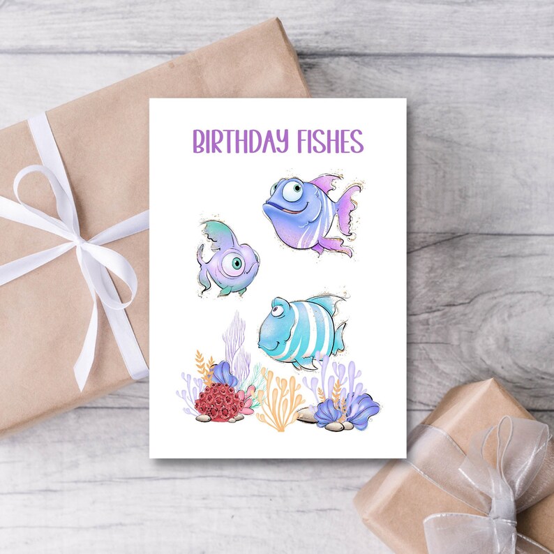 Printable birthday Fishes Fish Pun Birthday Card for Boy, for Girl ...