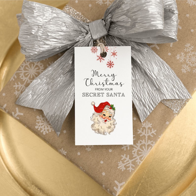 Secret Santa Gift Tags, Merry Christmas Holiday Gift Tags, Printable - Etsy
