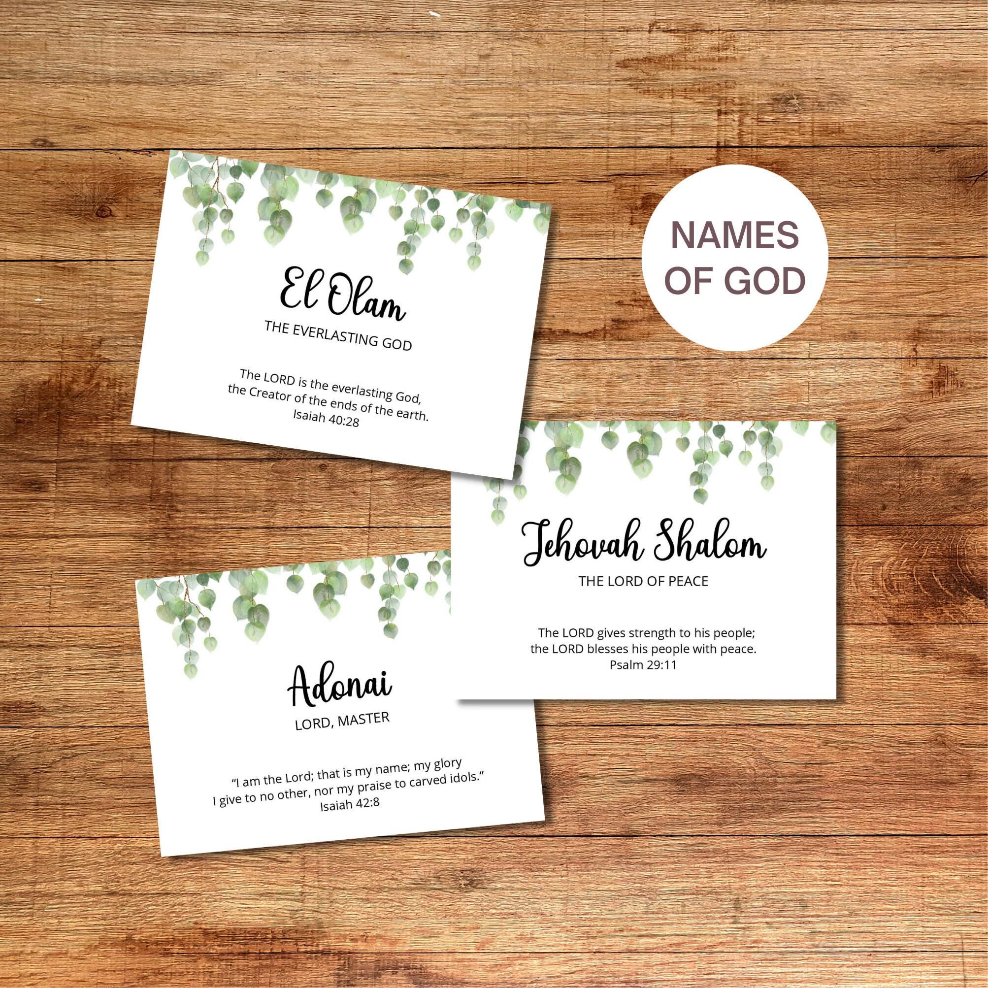 Hebrew Names of God Scripture Cards: Bible Study Gift (printable ...