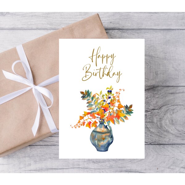 Autumn Birthday Card - Etsy