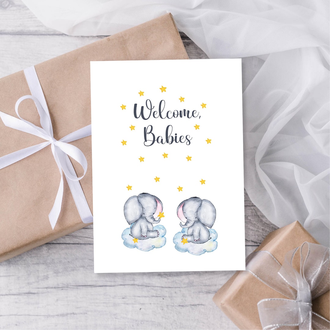 Twins Baby Shower Card, Baby Sprinkle Card, Printable - Etsy