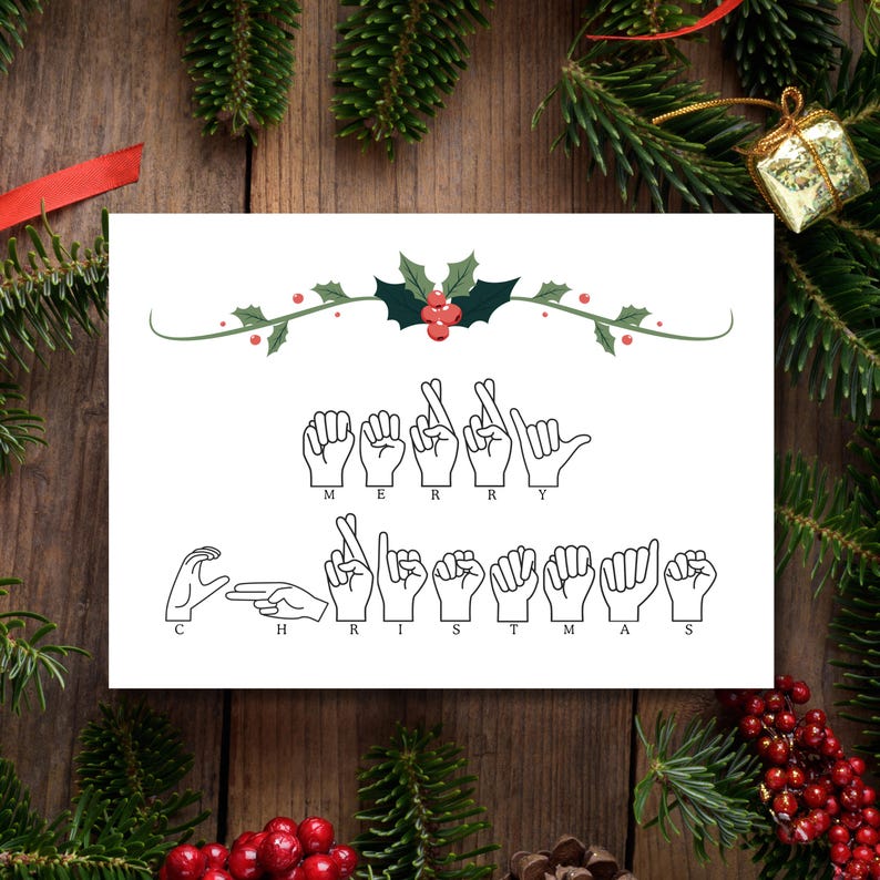 ASL Merry Christmas Card: Printable Holiday Greetings (digital Download ...