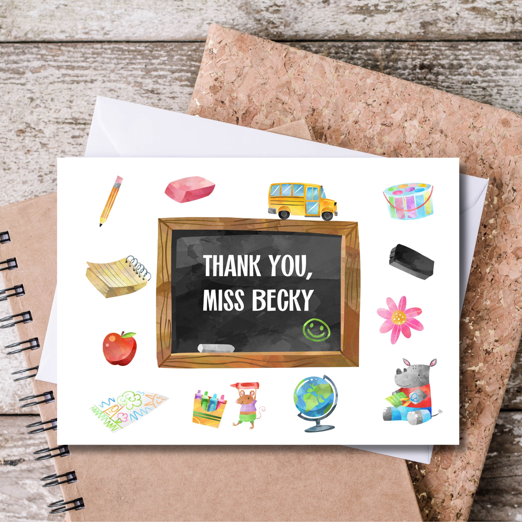 PERSONALIZED Preschool Teacher Thank You Card, Kindergarten Thank You ...
