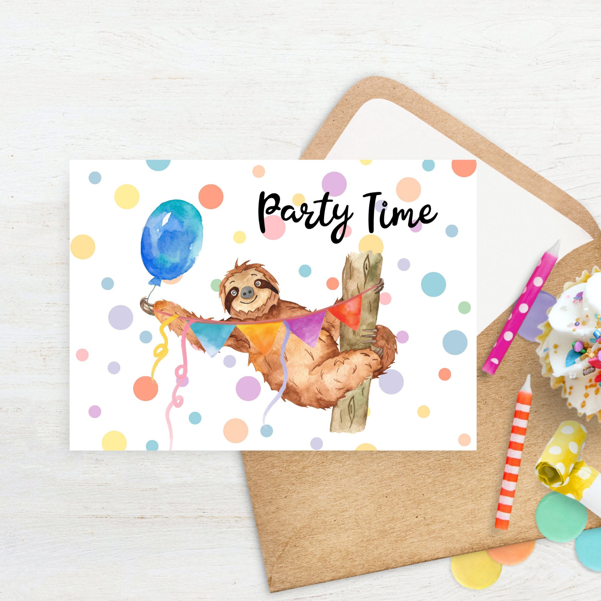 Sloth Birthday Card Printable Card | Etsy