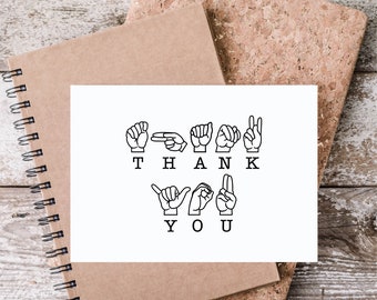 Sign Language Thank You Card Set 10 - Etsy