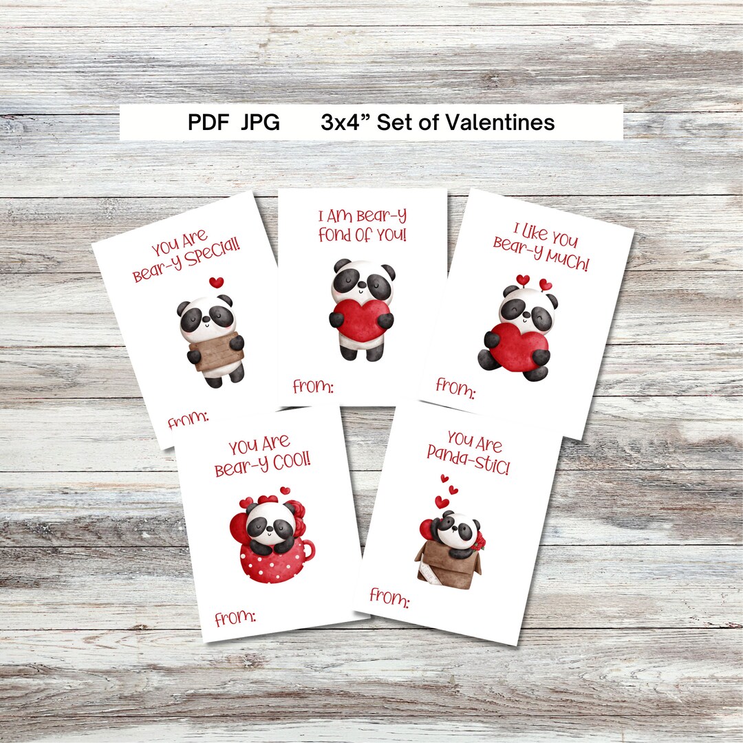 Panda Valentines, Kids Valentine Day Cards, Classroom Valentines ...