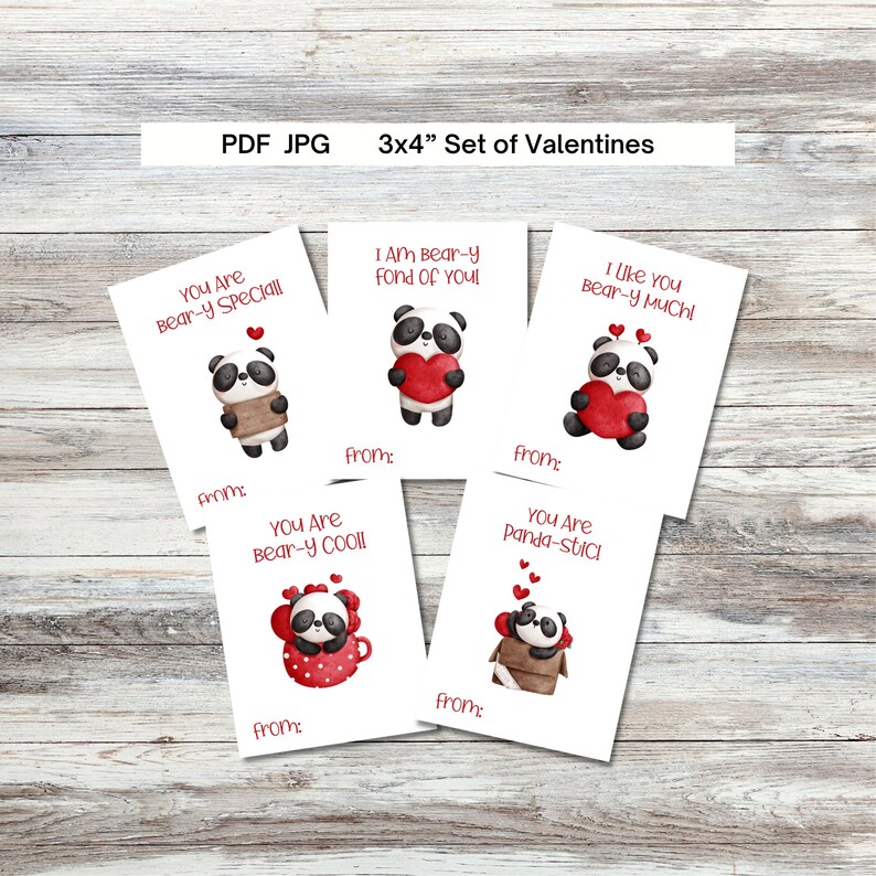 Panda Valentines, Kids Valentine Day Cards, Classroom Valentines ...