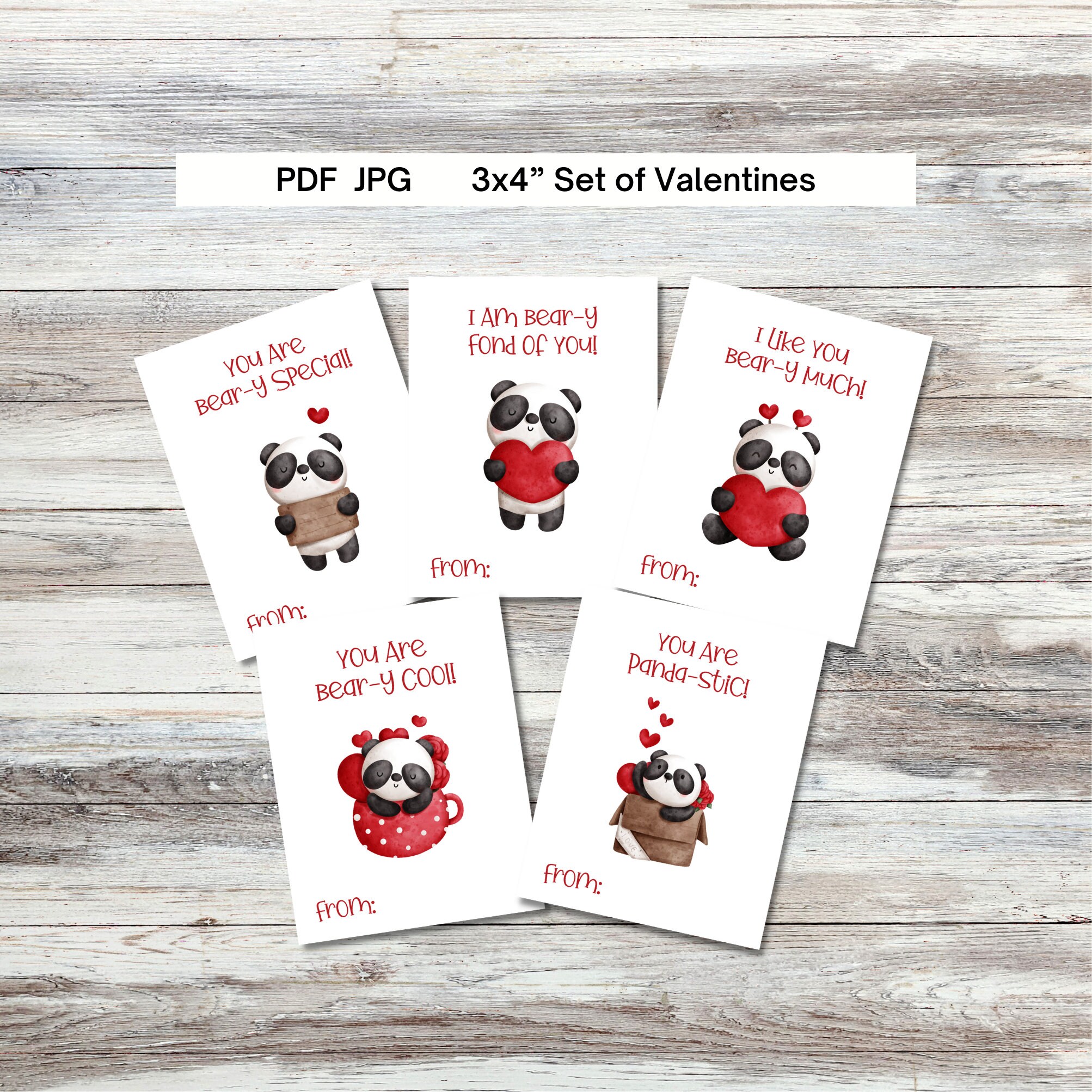 Panda Valentines, Kids Valentine Day Cards, Classroom Valentines ...