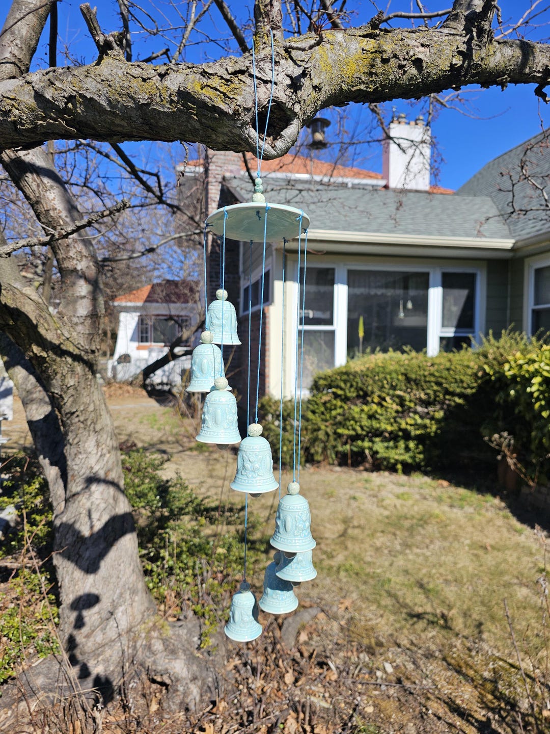 Ceramic Blue Topaz Wind Chimes Handmade Bell (8 Bells) - Elegant ...