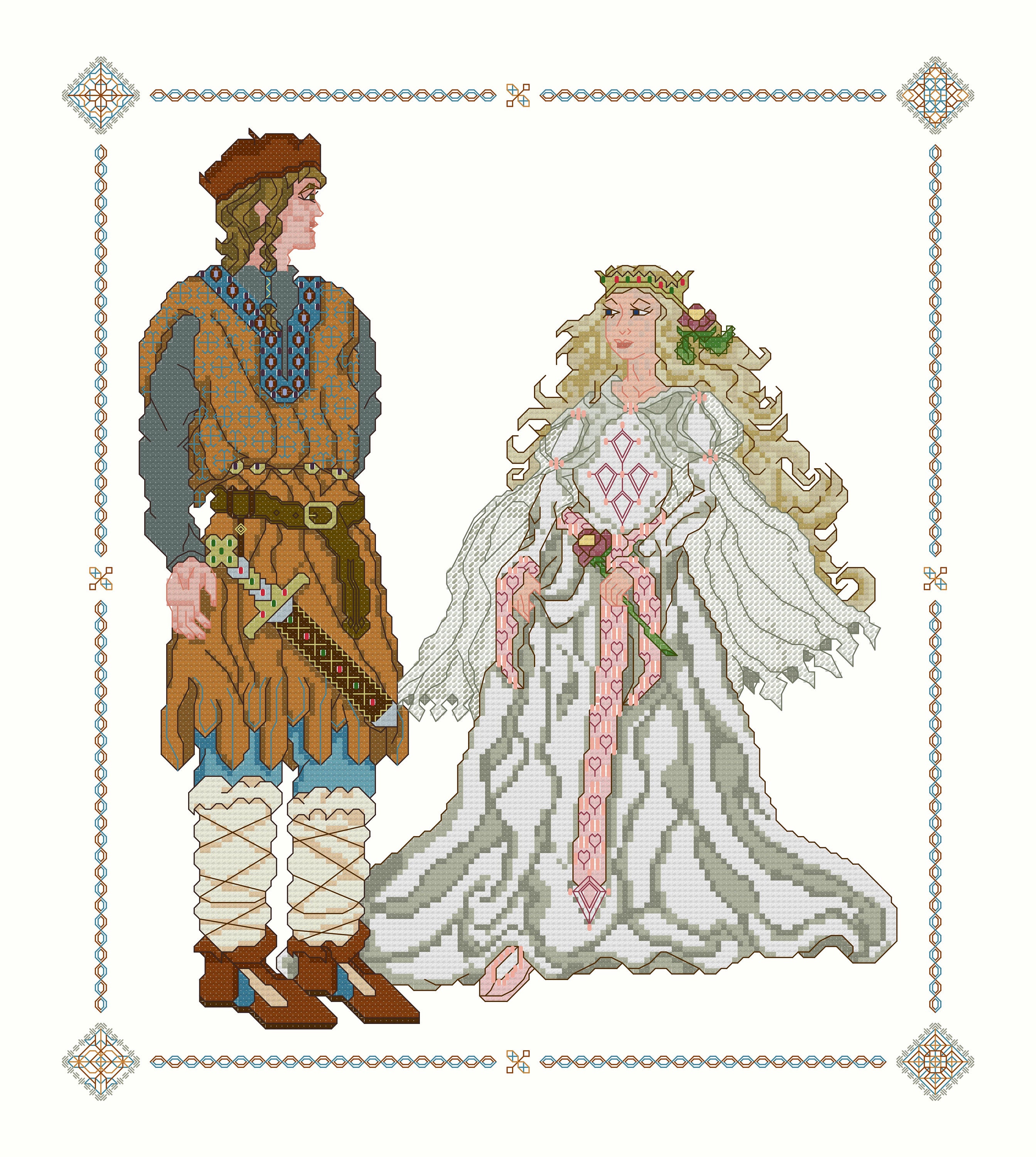Medieval Knight & Bride - Early 12th Century - Cross Stitch - Etsy