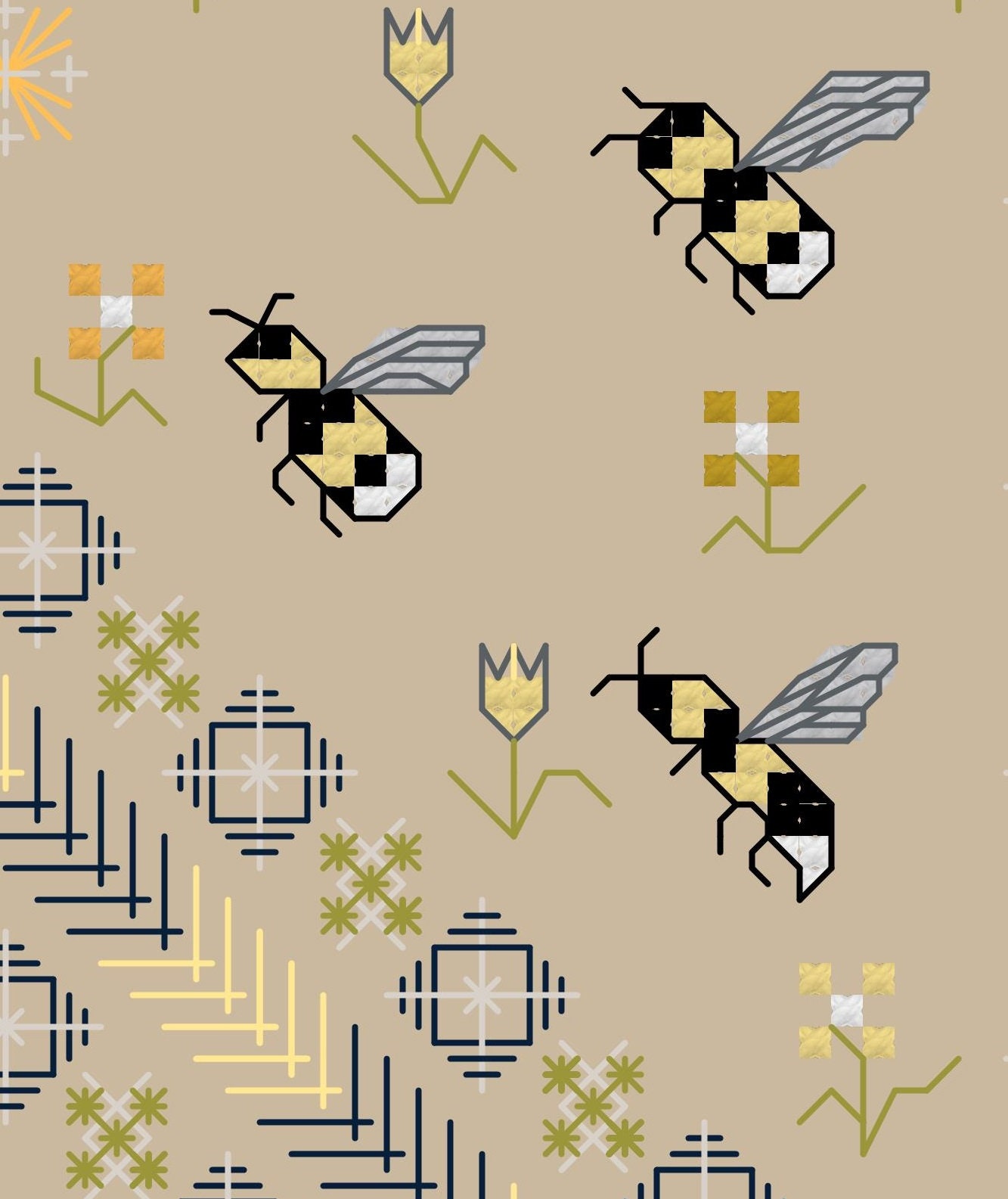 Bumble Bee Sampler Counted Cross Stitch Needlework Design Pattern - Etsy