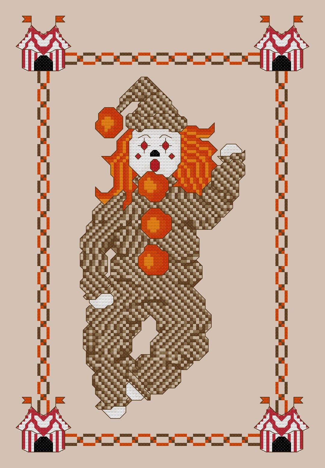 Checked Clown Ragdoll Cross Stitch Pattern - Etsy