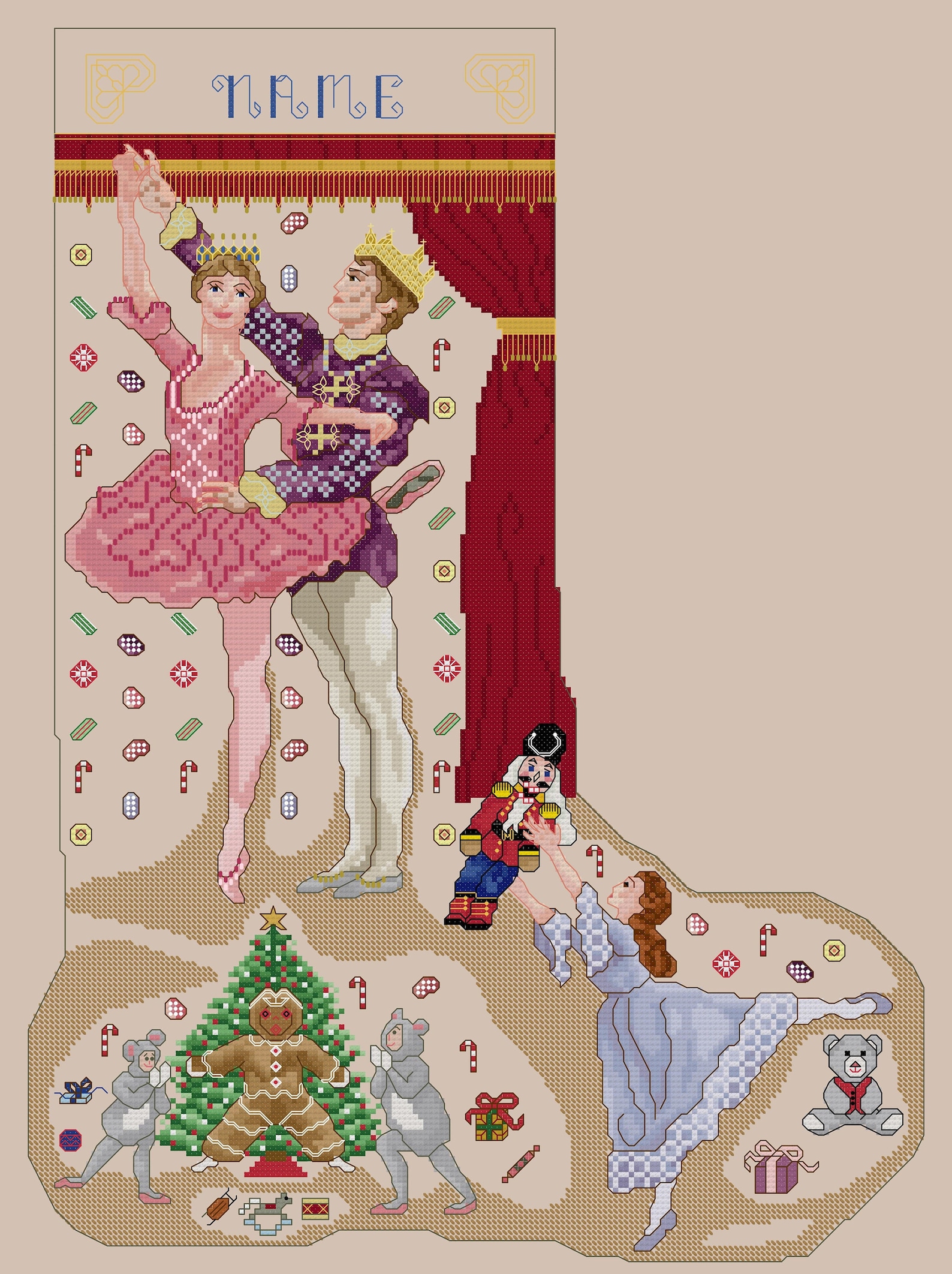 Sugar Plum Fairy Stocking Cross Stitch - Etsy