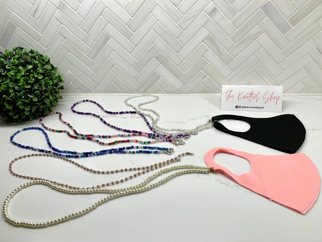 Face Mask Holder Pearl Necklace / Face Mask Pearl Chain / Colorful ...