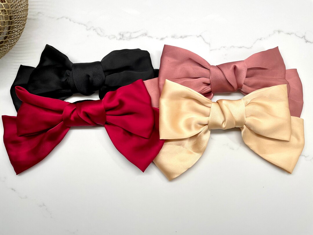 Oversized French Barrette Bow / Silk Bow Tie / Droopy Hair Bow / Adult ...