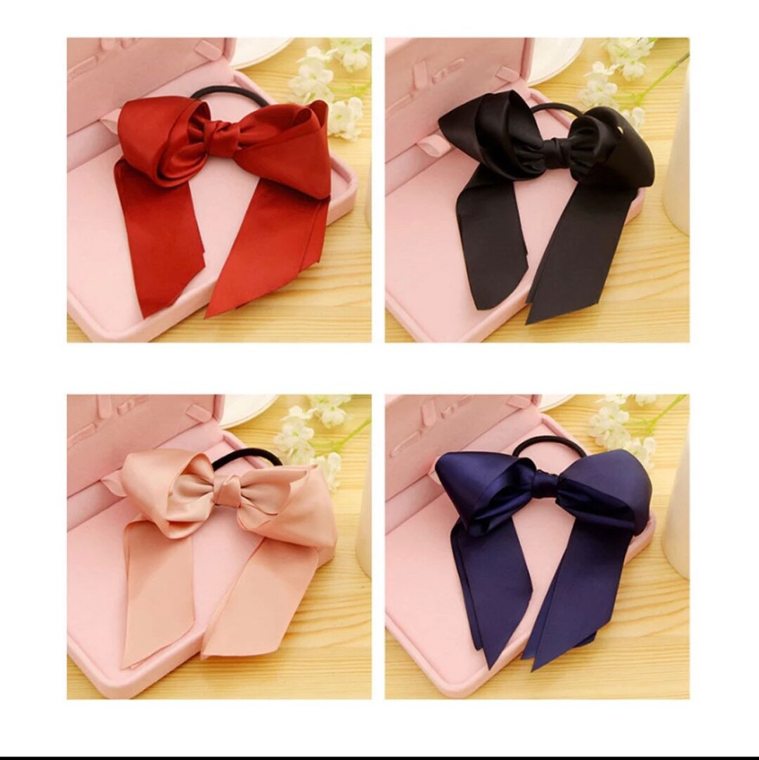 Satin Bow Hair Tie / Satin Bow Tie / Droopy Hair Bow / Adult Kids Silk ...