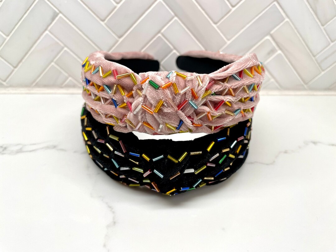 Velvet Sprinkle Top Knot Headband, Festive Holiday Hair Accessory - Etsy