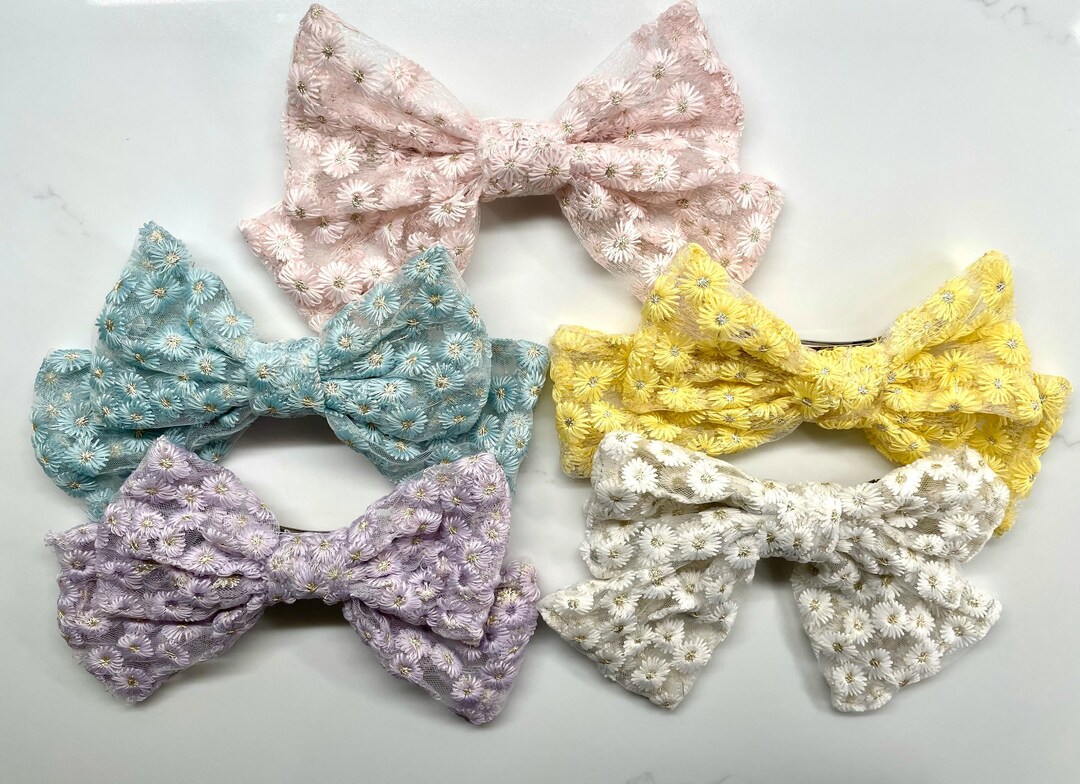 Oversized Sheer Floral Barrette Bow, Women's Hair Accessory - Etsy Canada