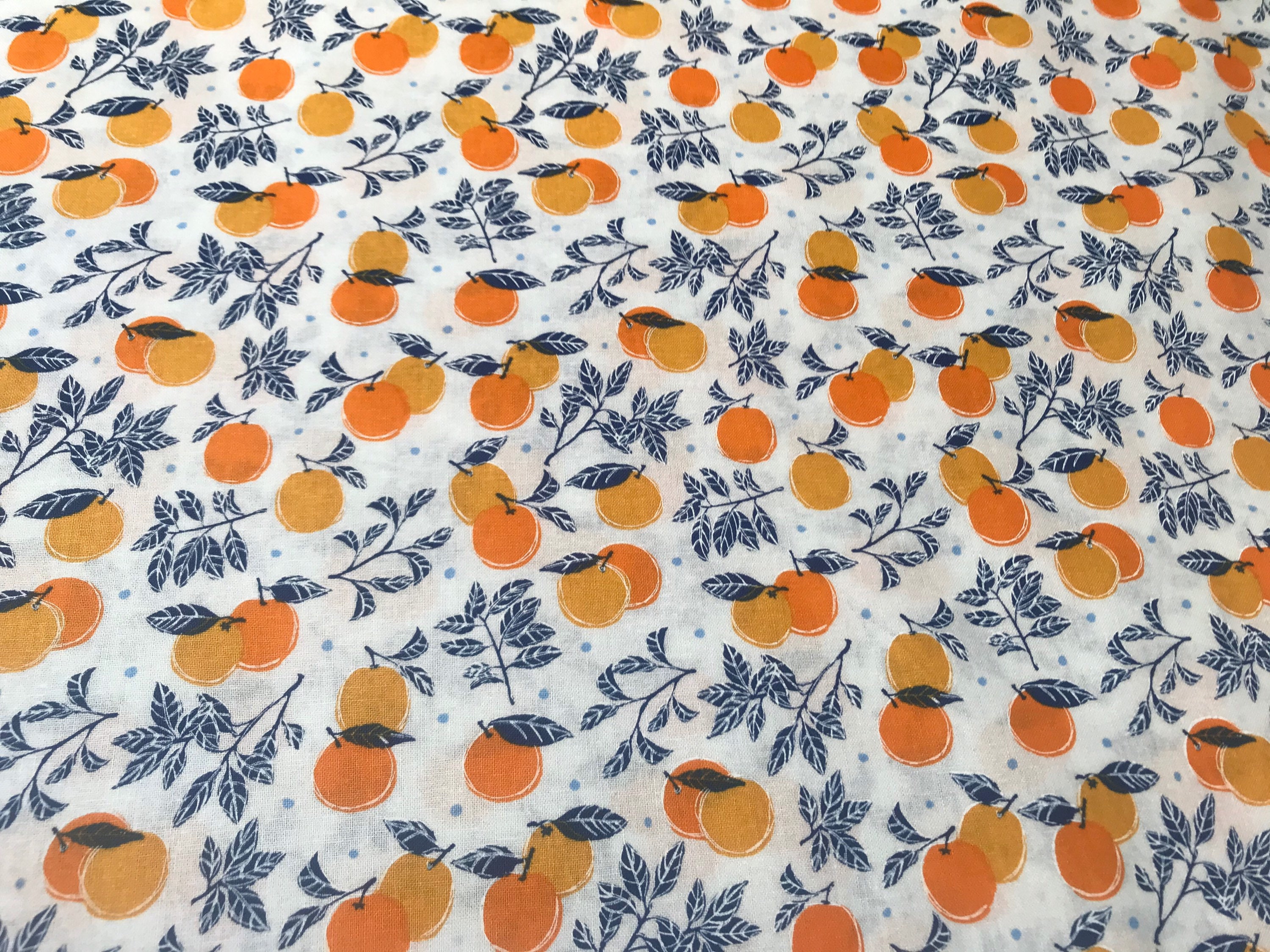 Orange Print Fabric, Cotton Fabric, Quilting Fabric, Fabric, Mask ...