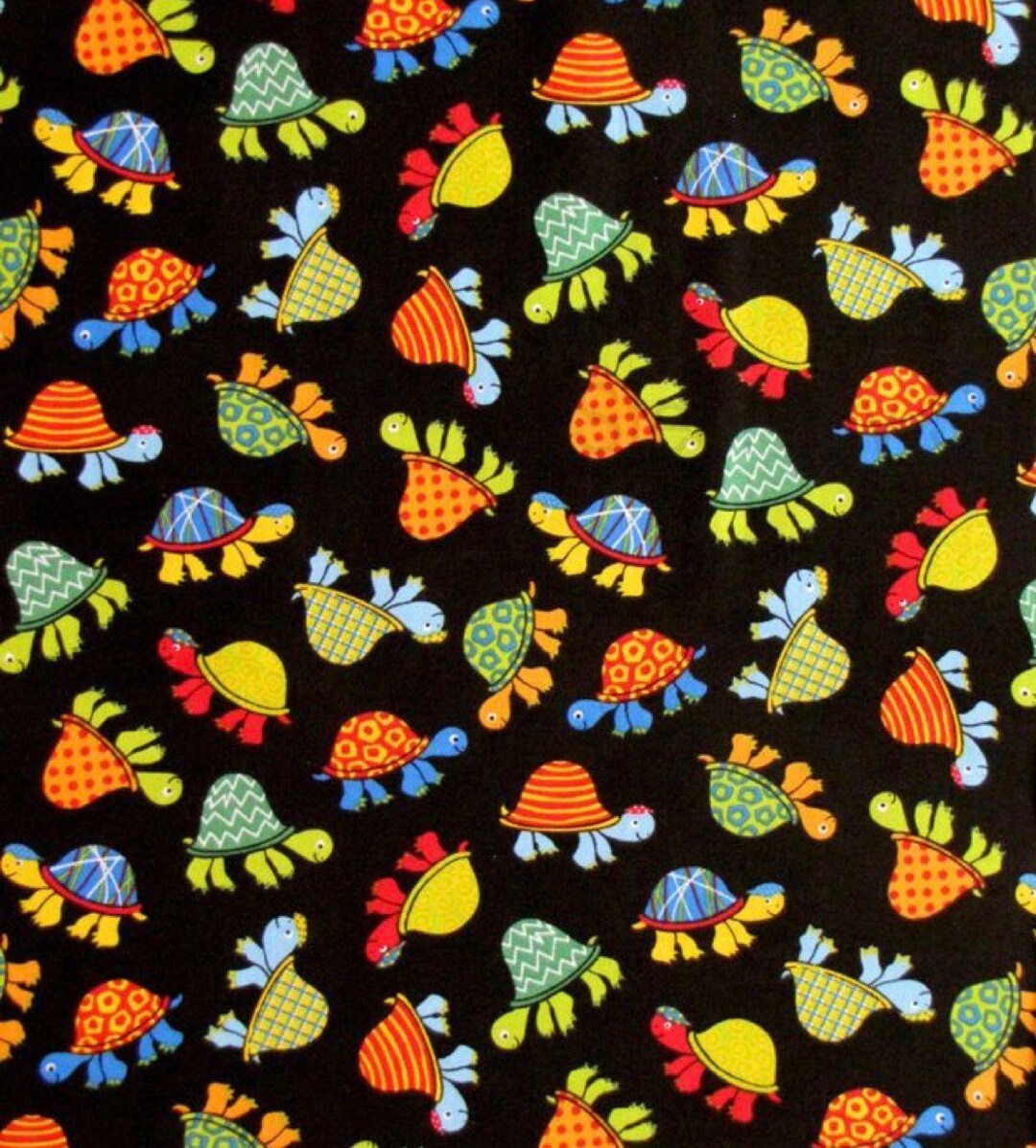 Multi Turtles Cotton Fabric, Turtles Fabric, Fabric for Mask, Sewing ...