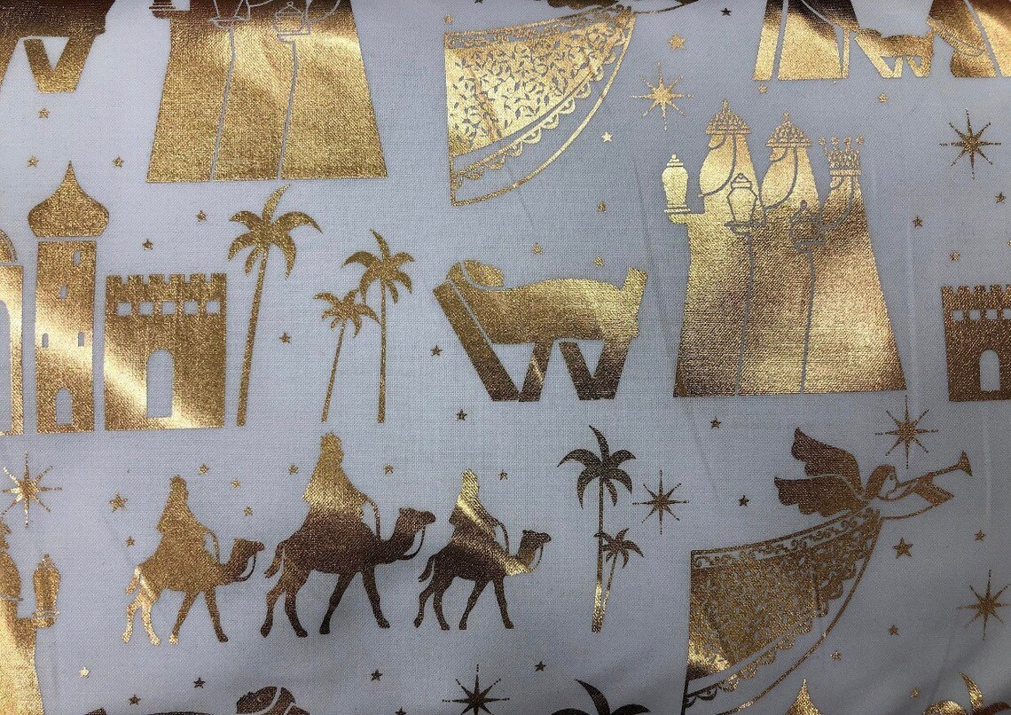 Belén tela de algodón de Navidad tela de algodón tela de | Etsy