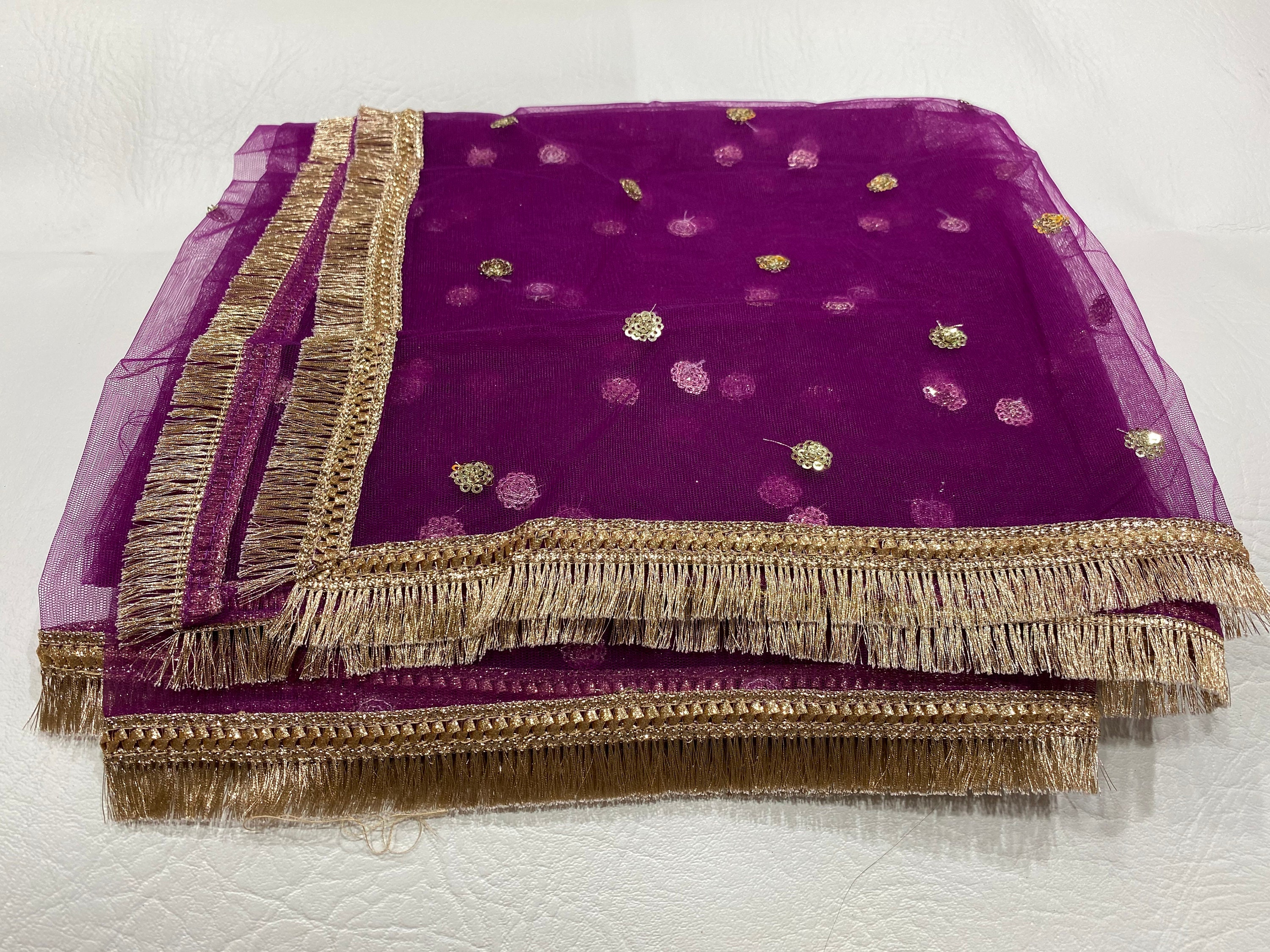 Indian Party Wear Multi Shades Net Fancy Fringe Lace Dupatta - Etsy
