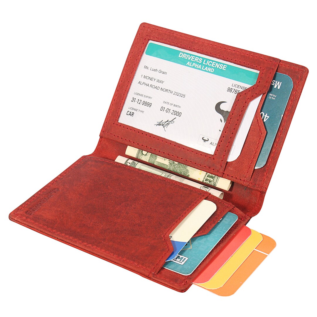 Véritable cuir Bifold-Slim Wallet-Billfold Wallet for Men-Front Pocket ...