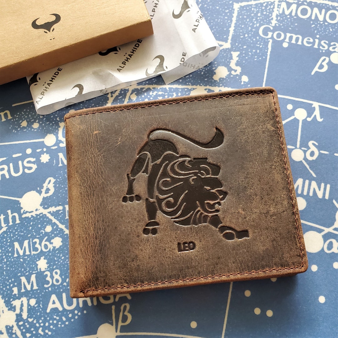 Leo Zodiac Sign Genuine Leather Wallet - Personalized Birthday Gift ...