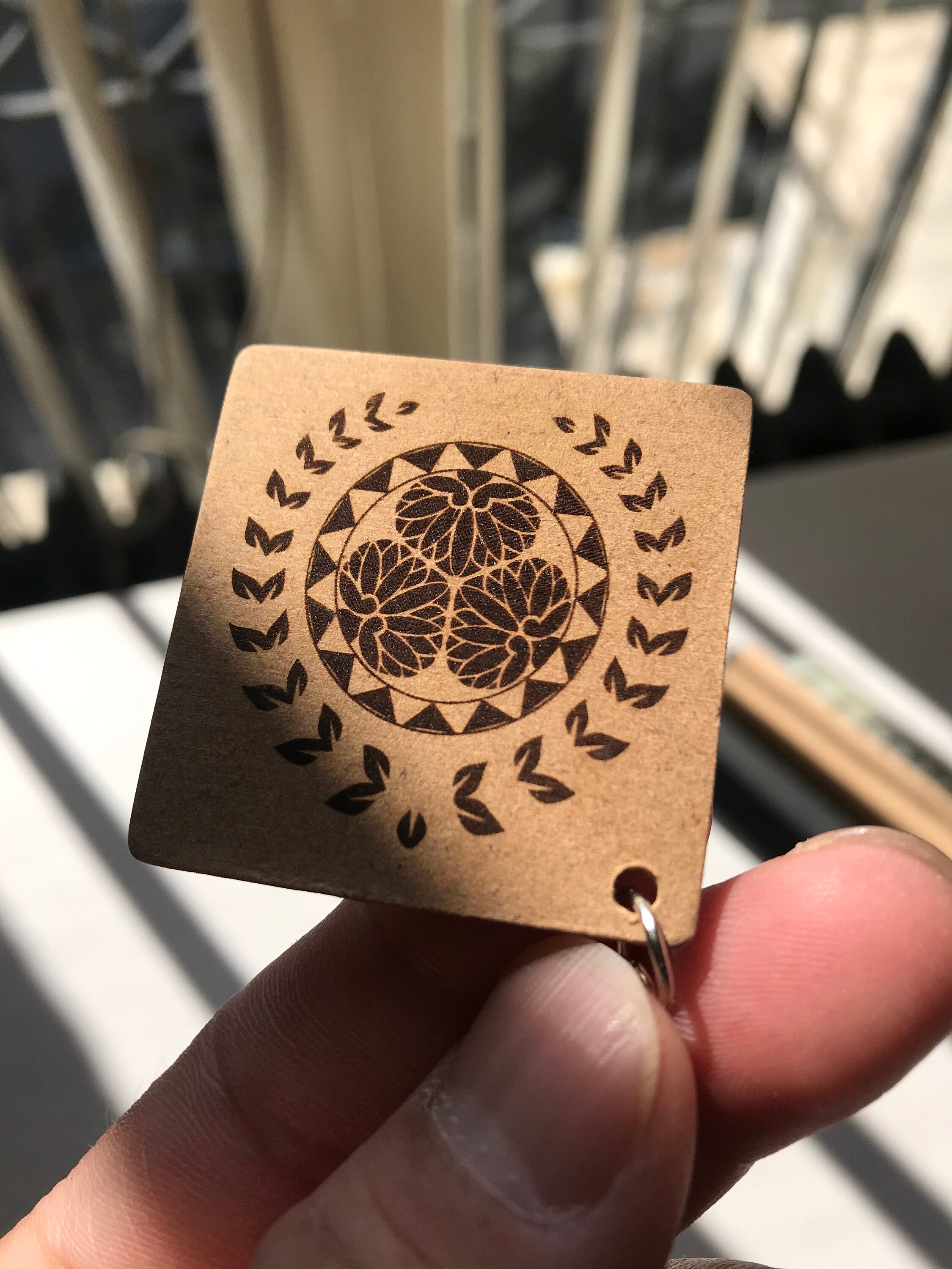 UK Art of AOI Unique KAMON Laser Engraved Wooden Handmade Keying Little ...