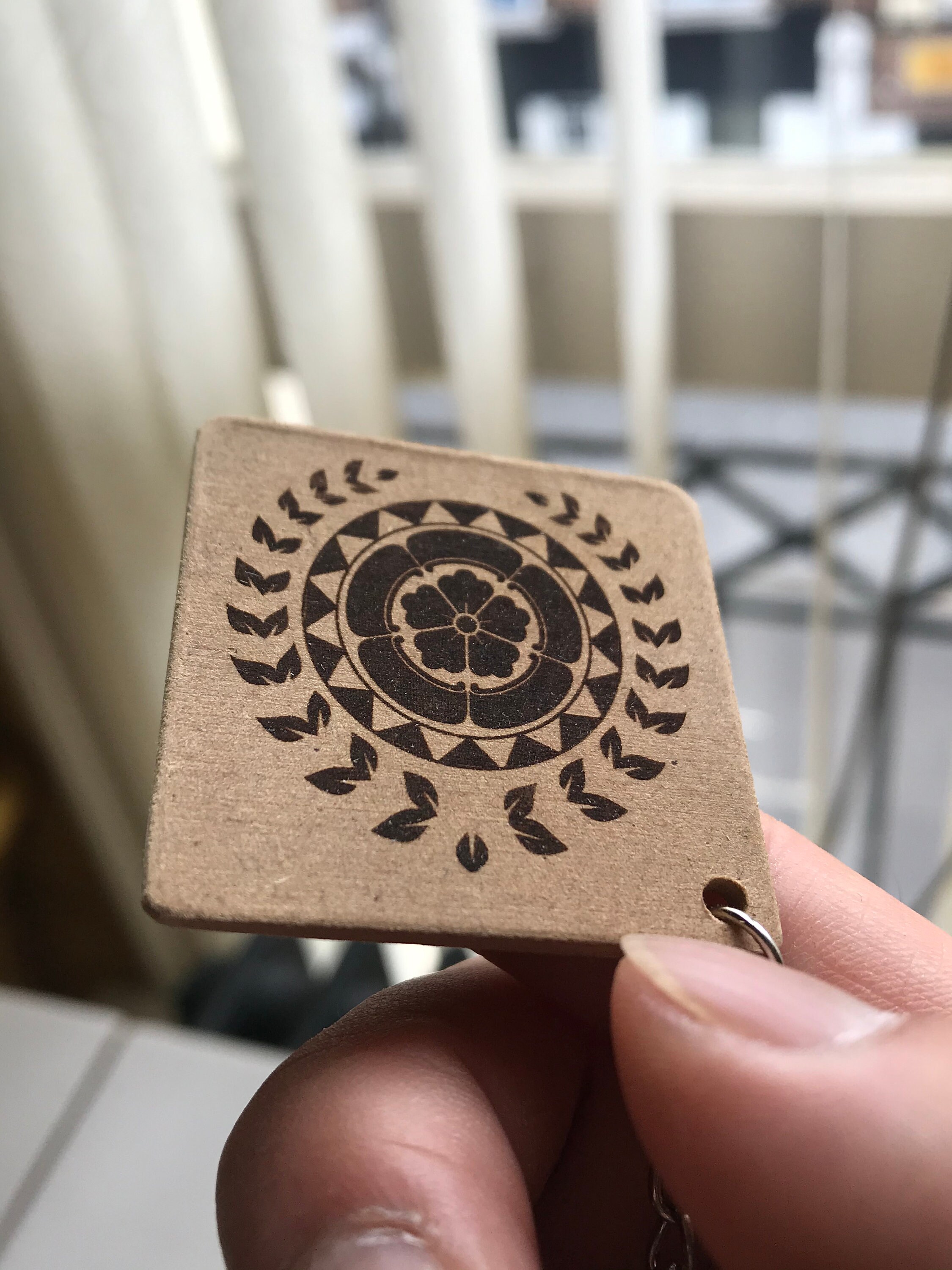 UK Art of AOI Unique KAMON Laser Engraved Wooden Handmade Keying Little ...
