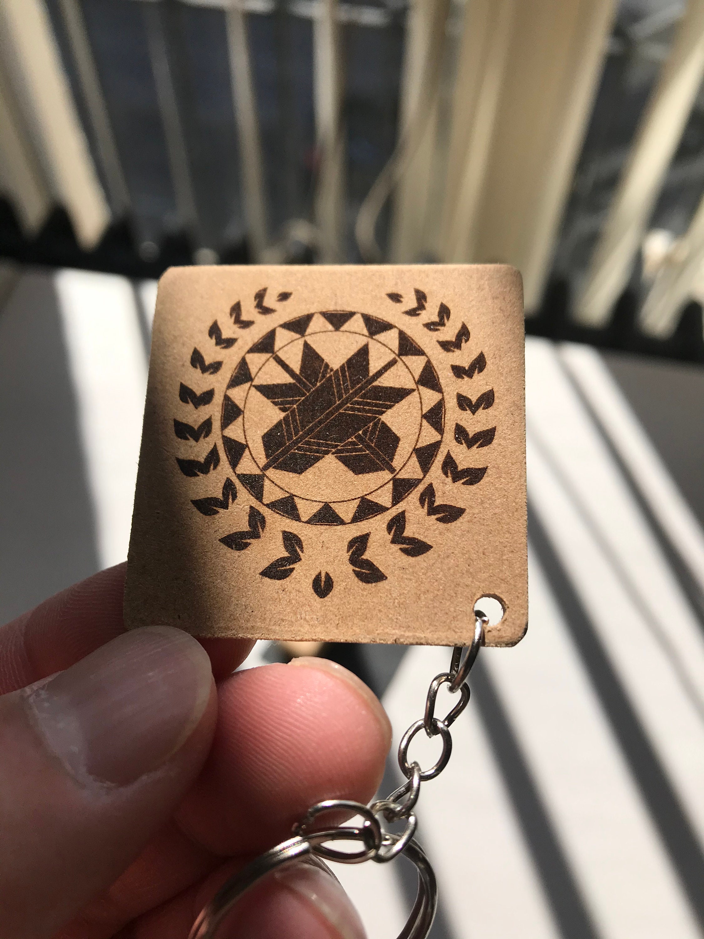 UK Art of AOI Unique KAMON Laser Engraved Wooden Handmade Keying Little ...