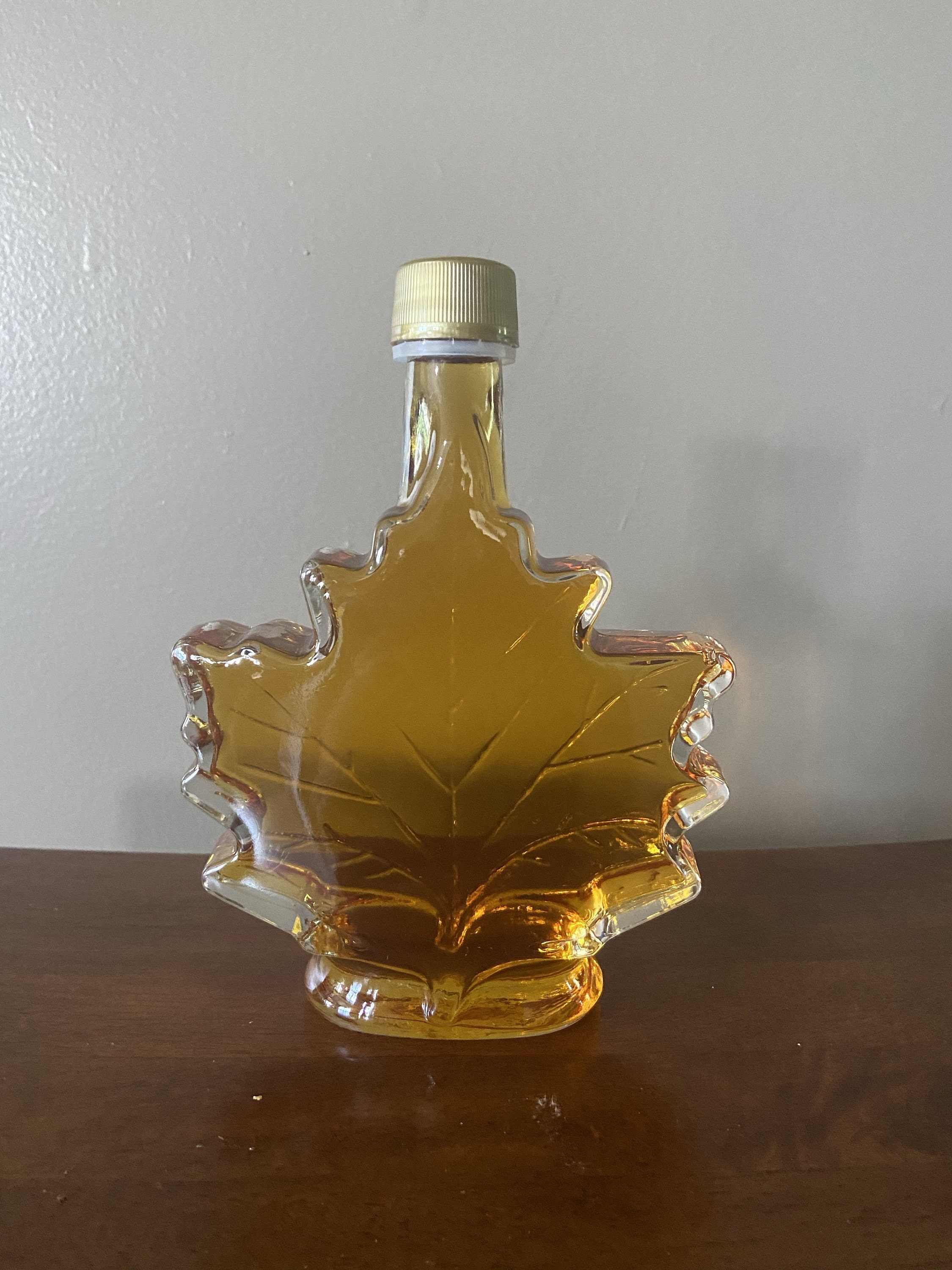 Organic Vermont Maple Syrup: Wood Fired, Glass Maple Leaf Jar (250ml ...