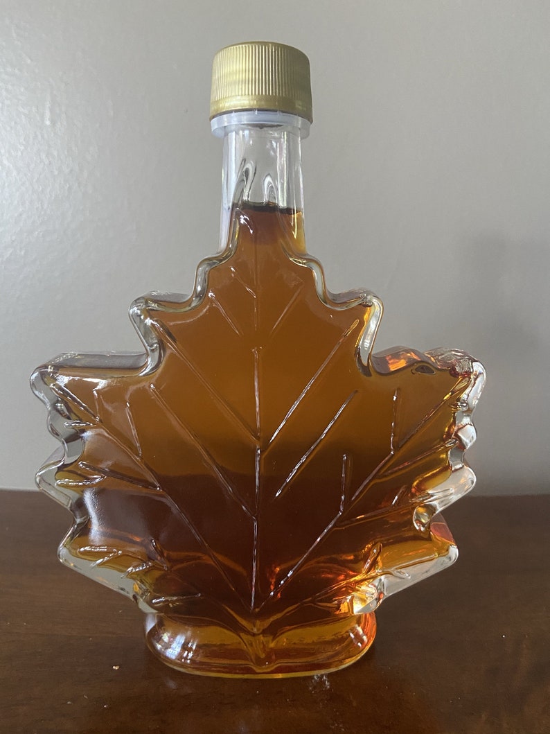 Organic Vermont Maple Syrup: Wood Fired, Glass Maple Leaf Jar (250ml ...