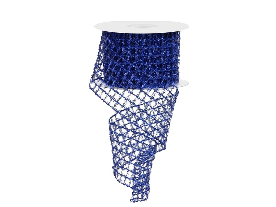 2.5" Royal Blue Glitter Window Pane Ribbon, RGC159725, Patriotic, 4th ...