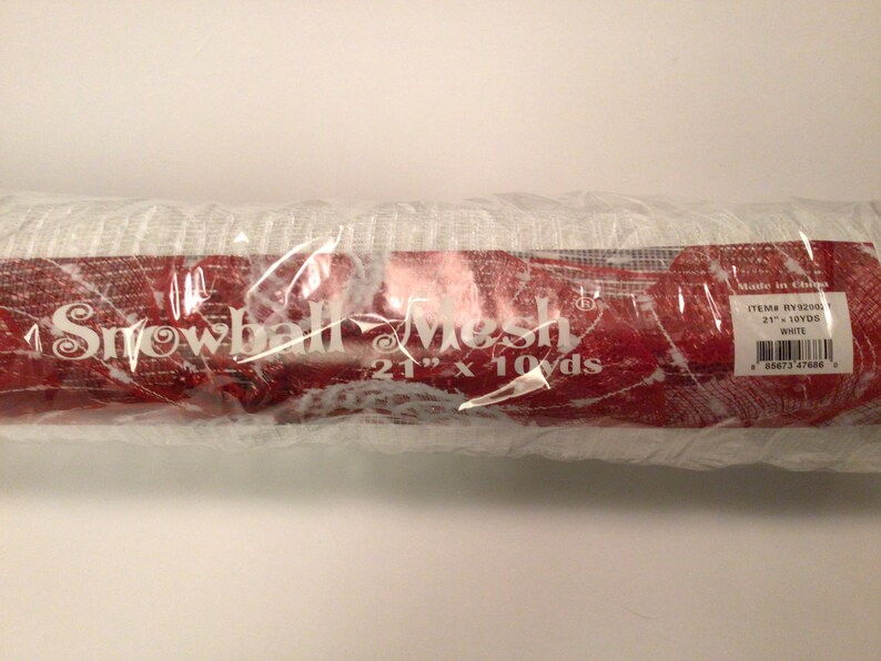 21” White Snowball Deco Mesh, RY920027, Christmas Wreath Mesh ...