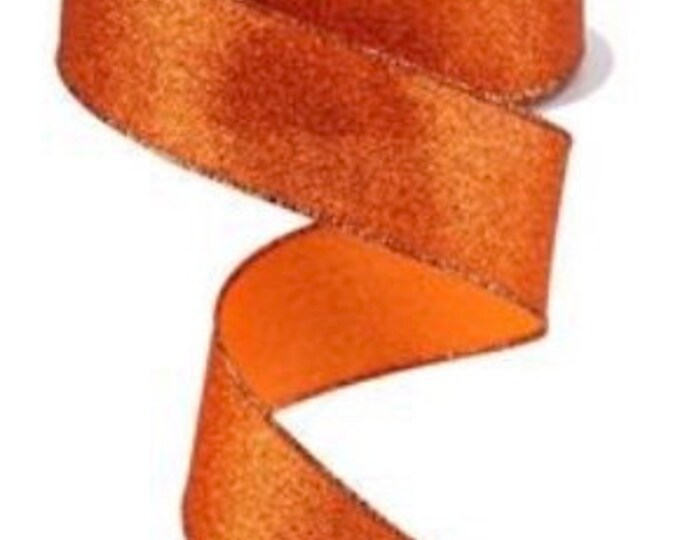1.5 Wired Orange Glitter Ribbon, RW7994, 10 Yard Yd Ribbon, Burnt ...