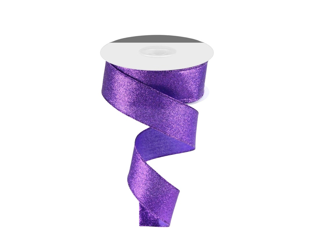 1.5" Wired Purple Glitter Ribbon, RGC159623, 10 Yard Yd Ribbon, Deep ...